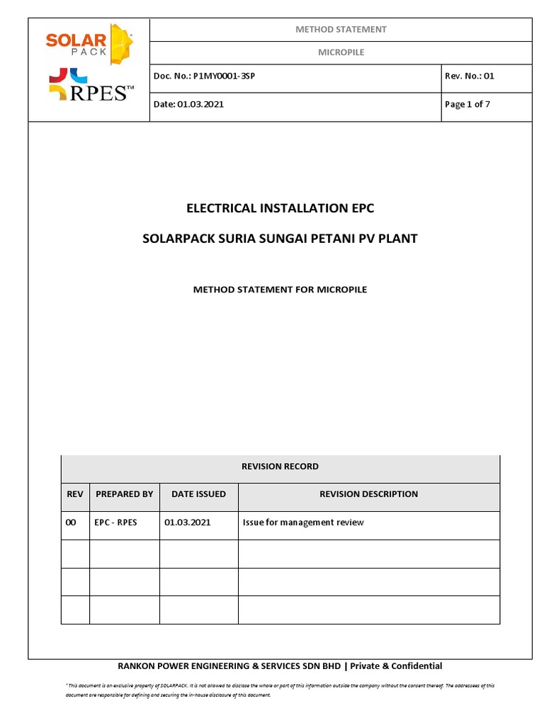 Method of Statement For Micropile 01 | Download Free PDF | Deep ...