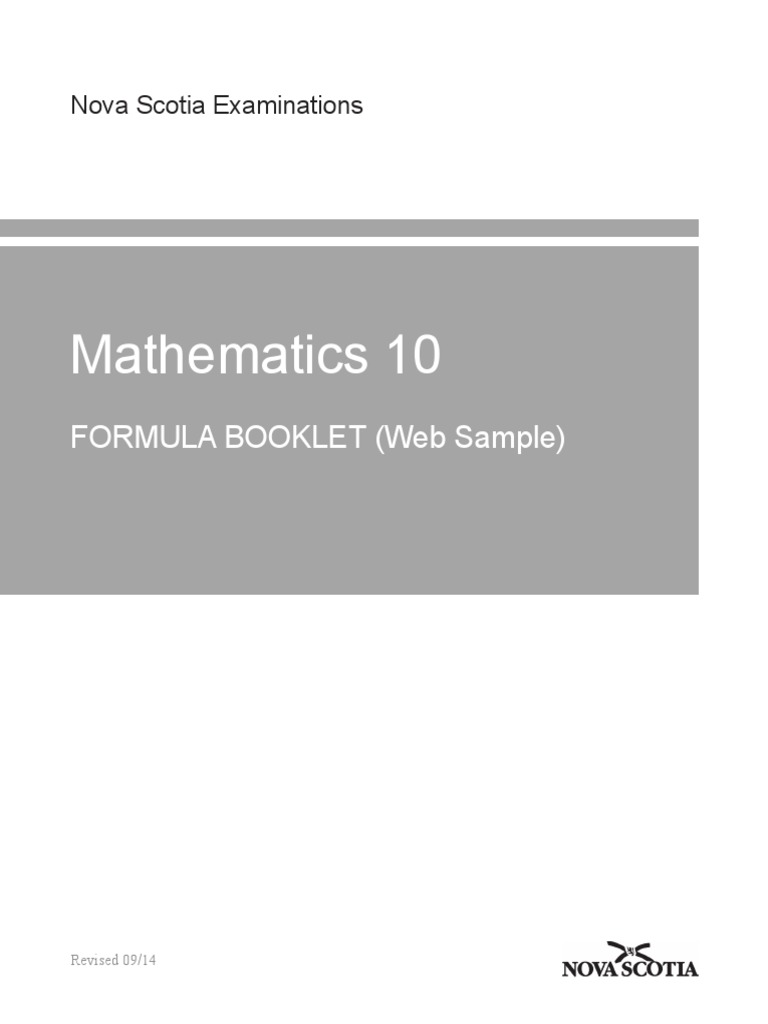 NSE Math 10 Formula 092014 | PDF | Area | Euclidean Geometry