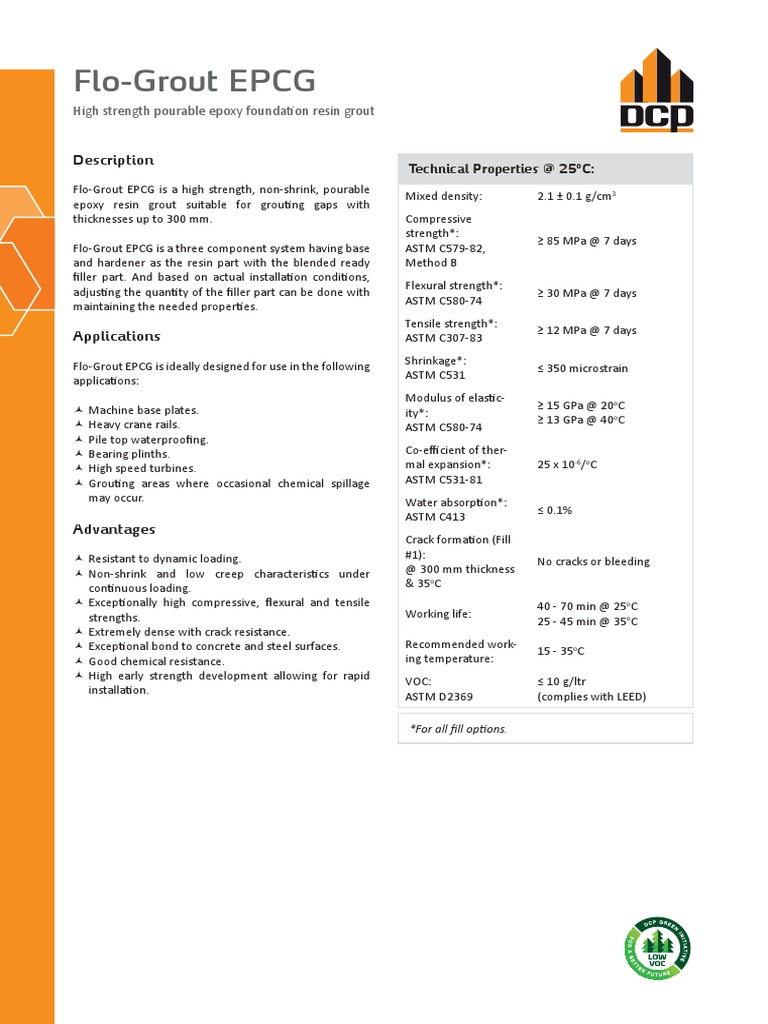 Flo Grout EPCG | PDF | Epoxy | Concrete