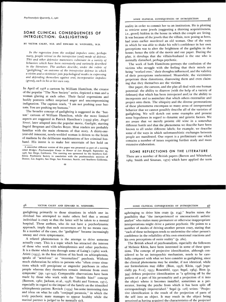Some Clinical Consequences of Introjection - Gaslighting | PDF ...