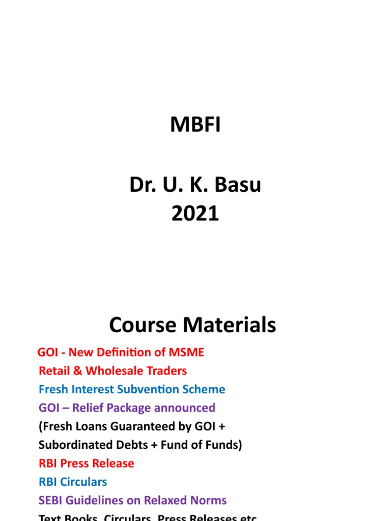 MBFI PPT No 1 | PDF | Banks | Non Bank Financial Institution