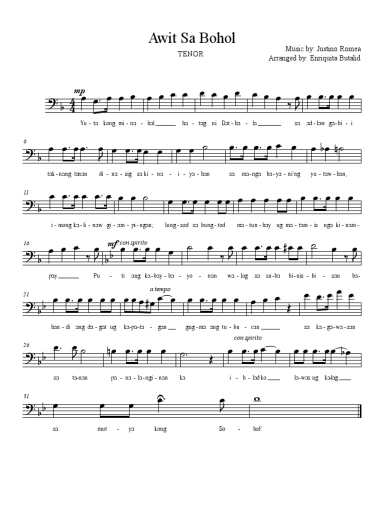 Awit Sa Bohol - Tenor | PDF