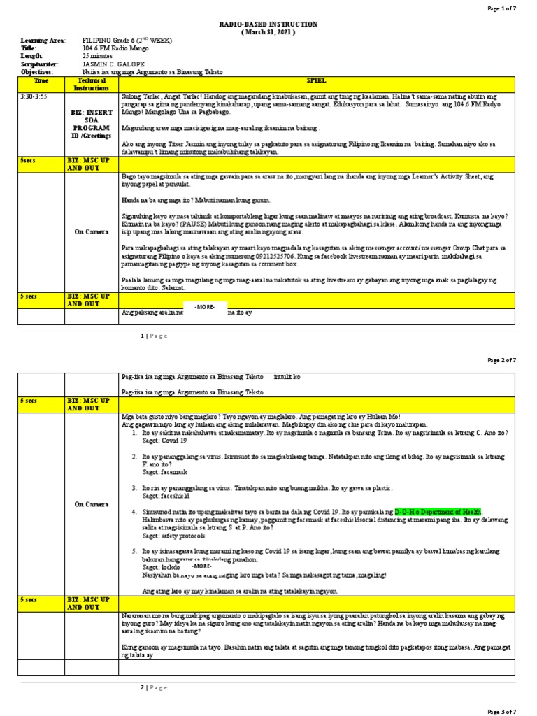 RBI-Script-filipino-2ND WEEK | PDF