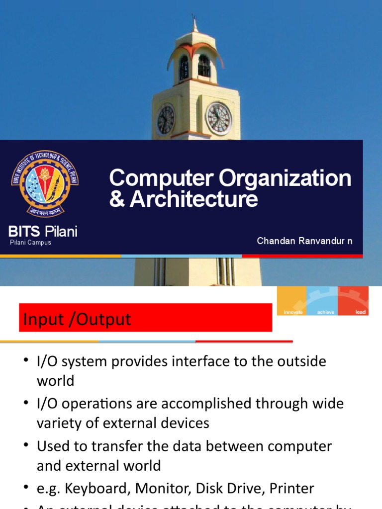 Computer Organization And Architecture Bits Pilani Pdf Input Output Central Processing Unit