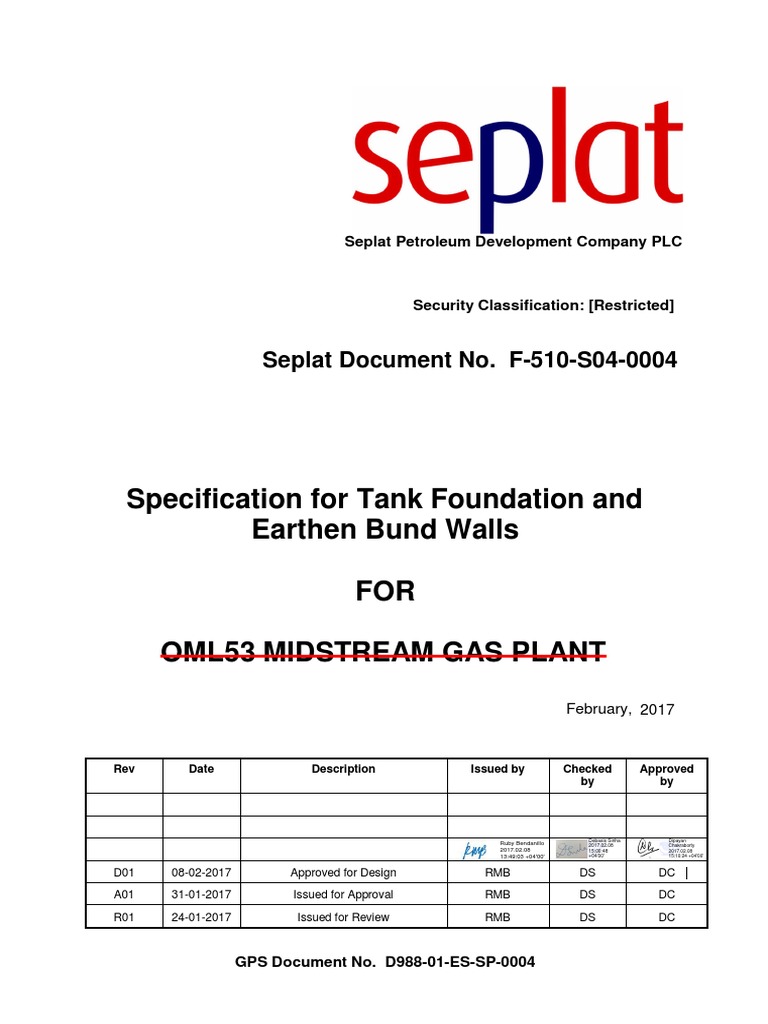 F-510-S04-0004 Specification For Tank Foundation and Earthen Bund Walls ...