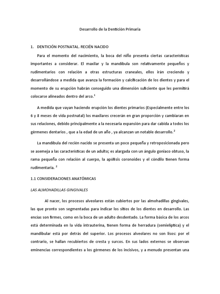 Desarrollo de La Dentición Primaria | PDF | Diente | Ortodoncia