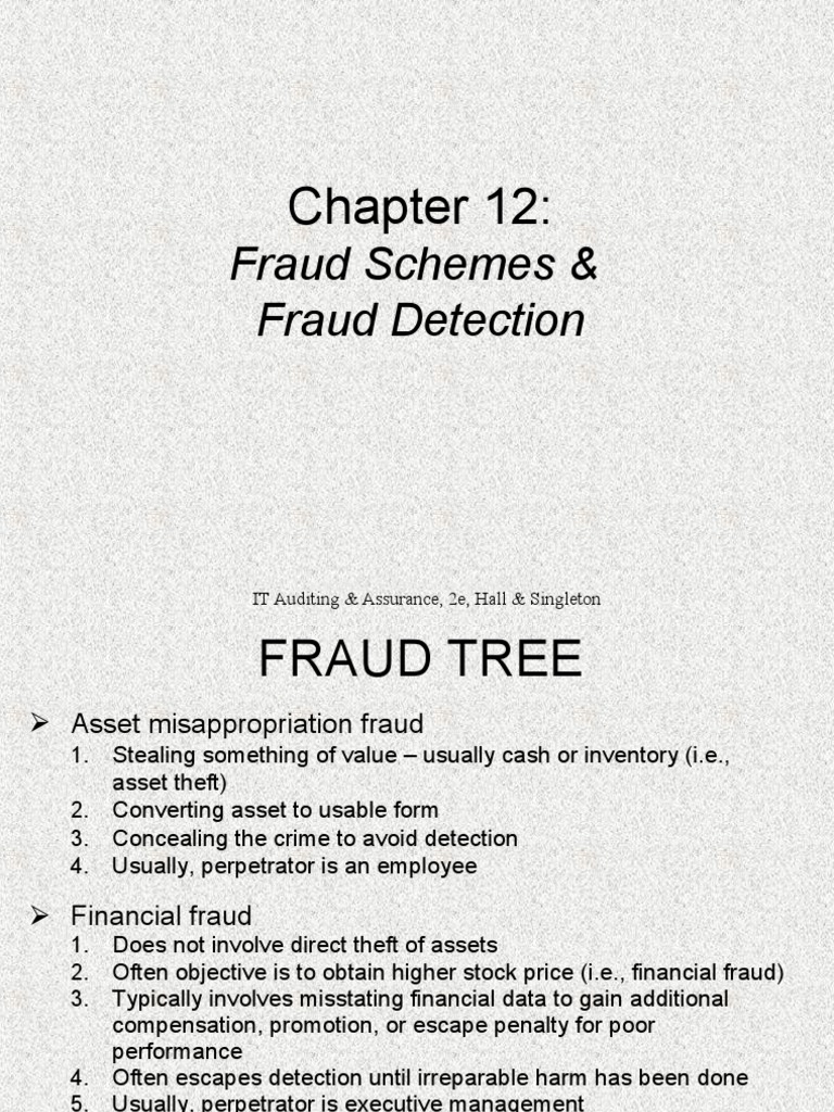 Fraud Schemes & Fraud Detection: IT Auditing & Assurance, 2e, Hall ...