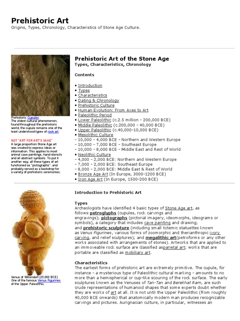 Prehistoric Art of The Stone Age | PDF | Stone Age | Paleolithic