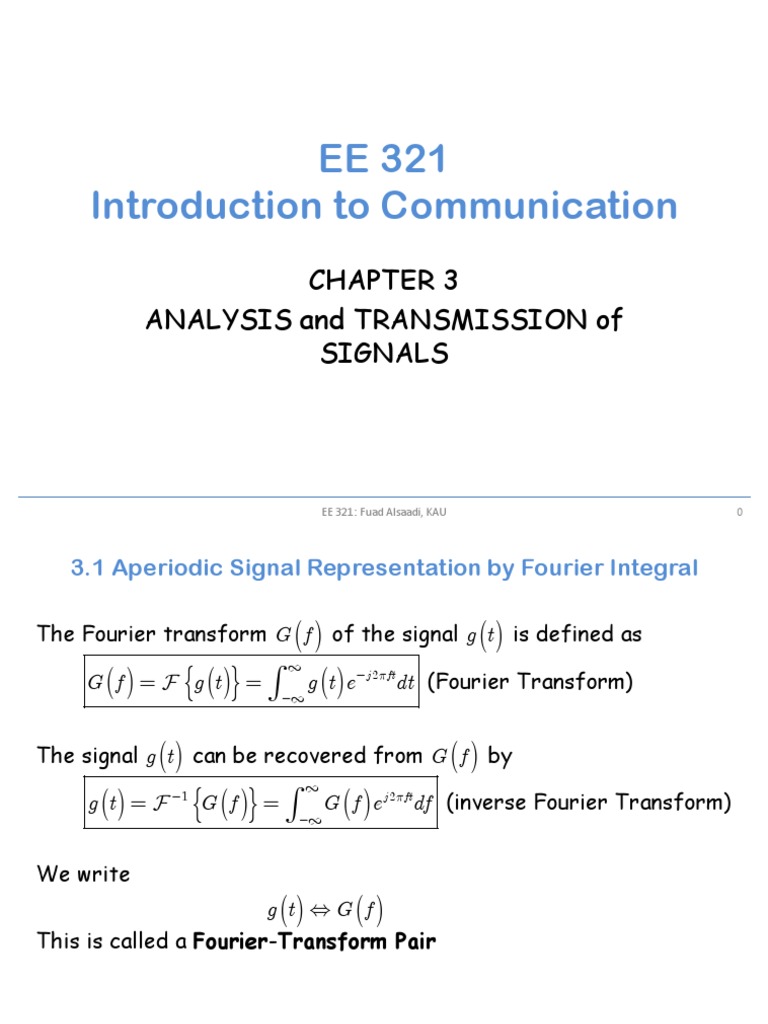 Chapter 3 - Analysis and Transmission of Signals | PDF | Telecommunications Engineering | Signal ...