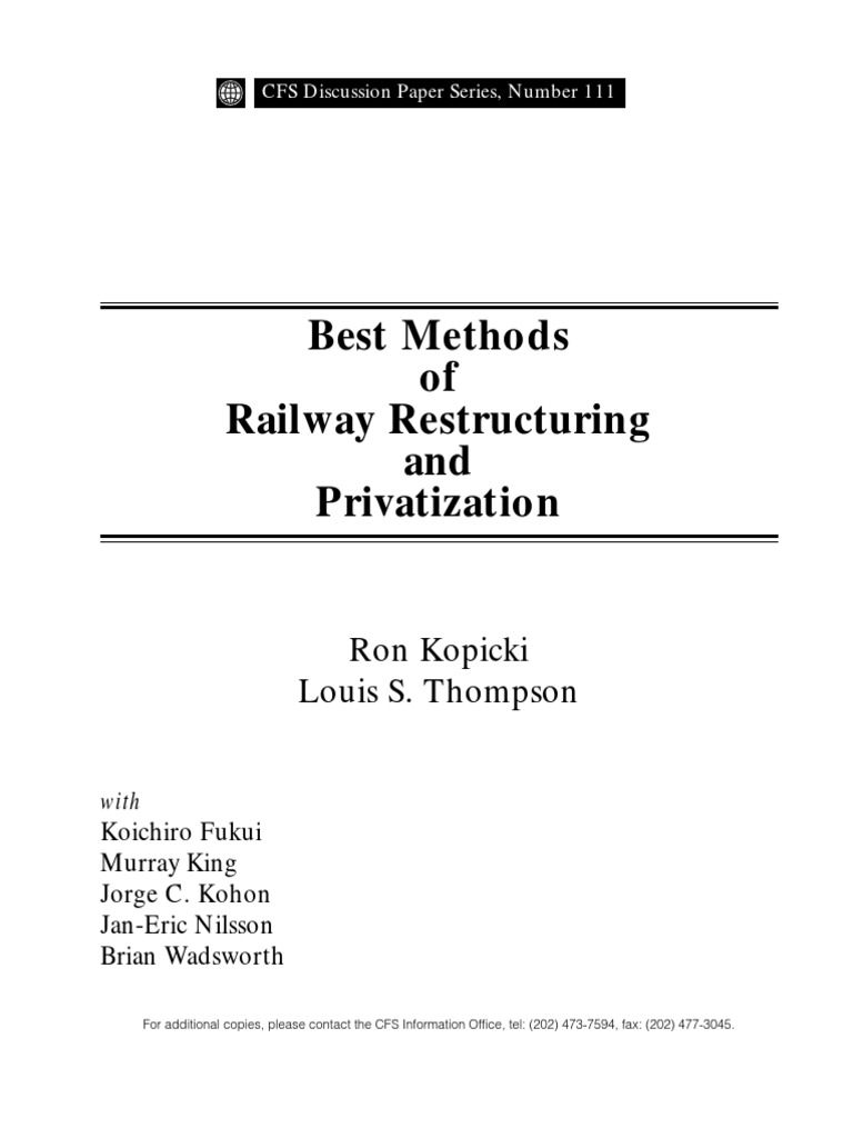 Best Methods of Railway Restructuring | Download Free PDF | Rail Transport | Privatization