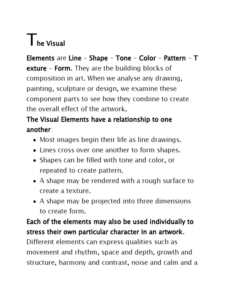The Visual Elements | PDF | Composition (Visual Arts) | Pattern