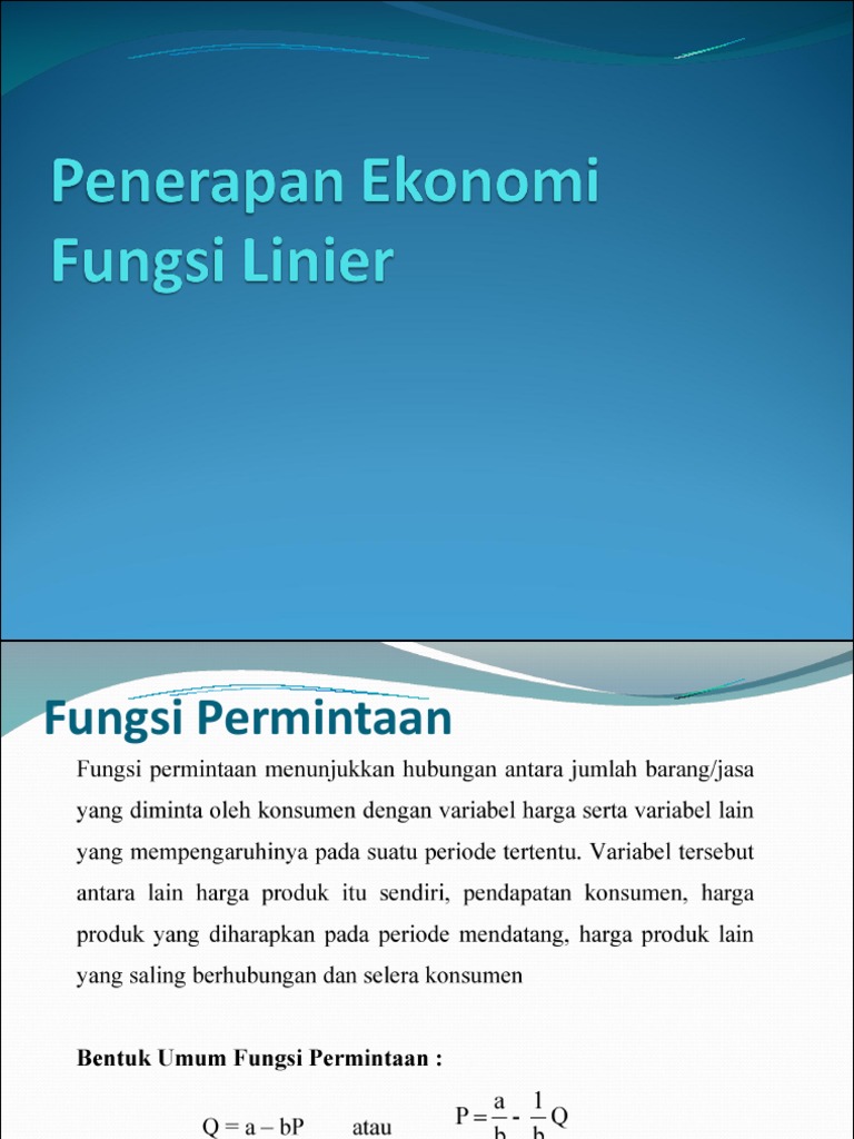 Penerapan Ekonomi Fungsi Linear | PDF