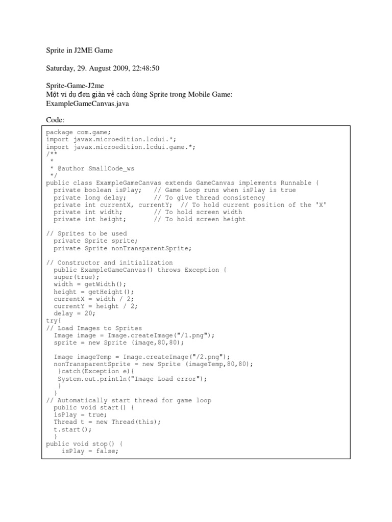 Sprite in J2ME Game | PDF | Programming Paradigms | Areas Of Computer Science
