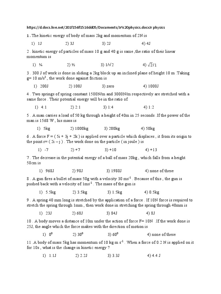 JR Physics | PDF | Force | Kinetic Energy
