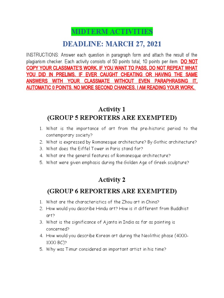 MIDTERM-ACTIVITIES-1-5 Art AP | PDF | Philippines | Aesthetics