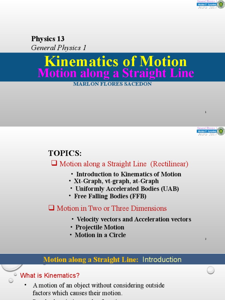 Kinematics of Motion: Motion Along A Straight Line | PDF | Acceleration ...