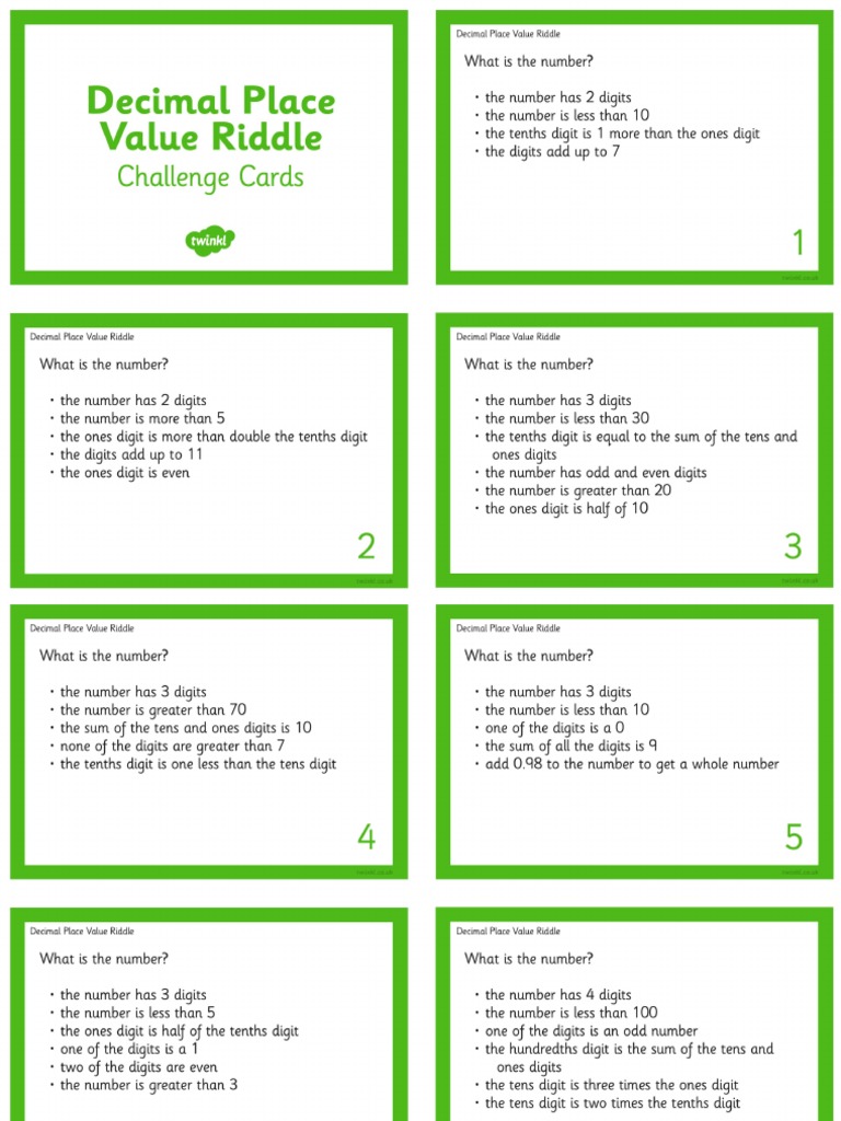 Decimal Riddles | PDF
