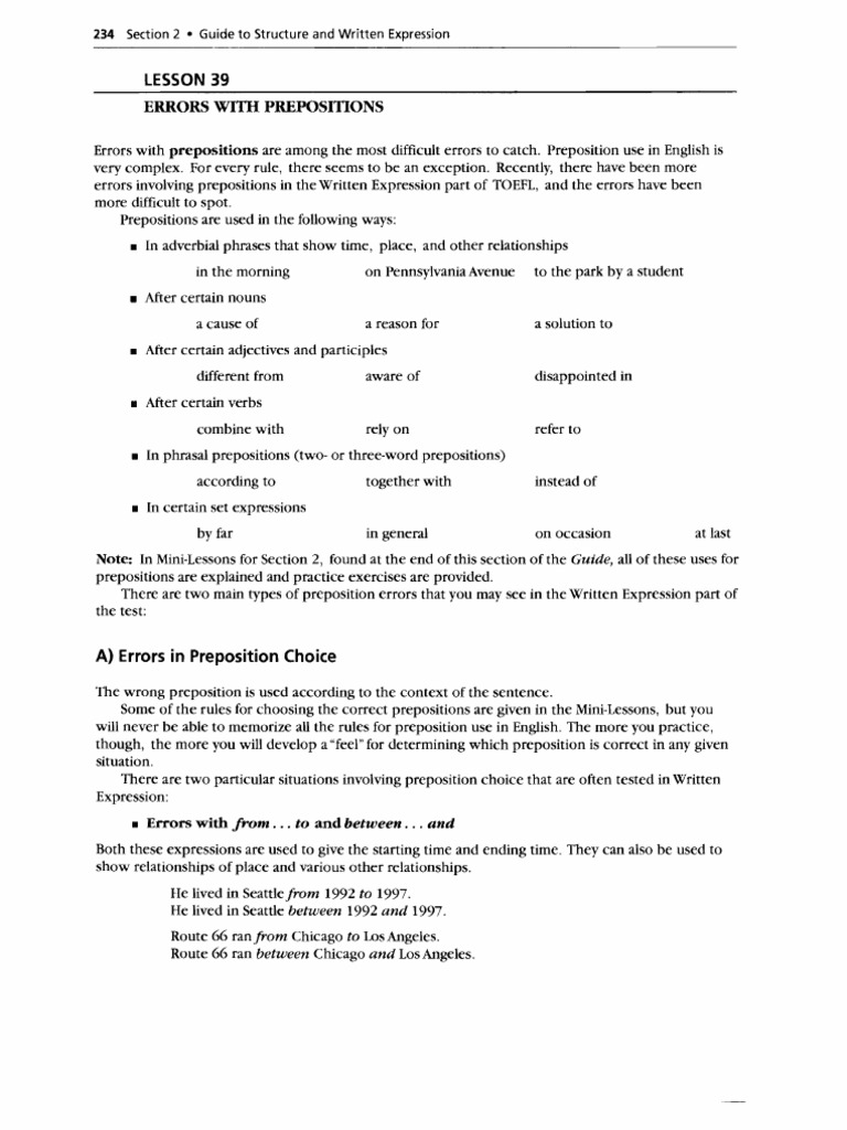 Errors With Prepositions: Lesson 39 | Download Free PDF | Preposition ...