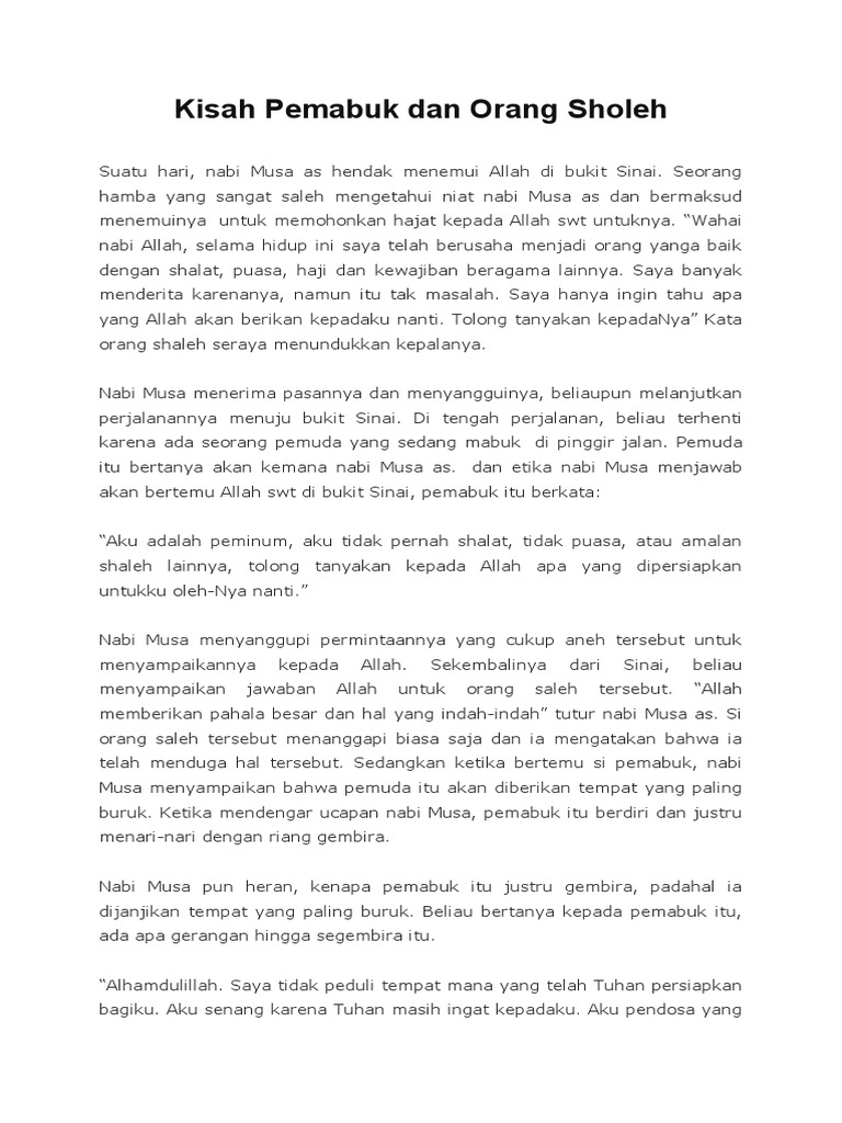 Kisah Pemabuk Dan Orang Sholeh | PDF
