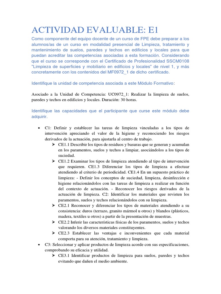 Actividad Evaluable: E1 | PDF | Evaluación