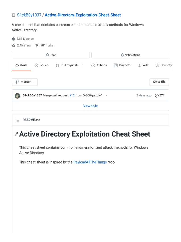 Active Directory Exploitation Cheat Sheet | PDF | Active Directory ...