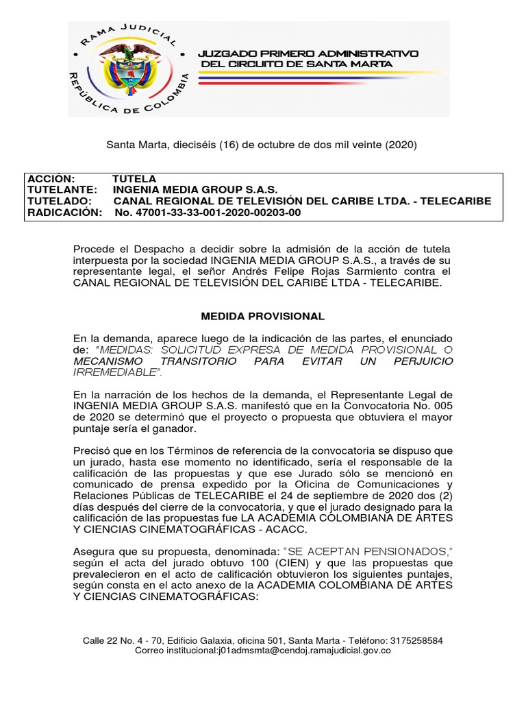 2020-00203 Ingenia Media Group - Auto Admisorio y Medida Provisional ...