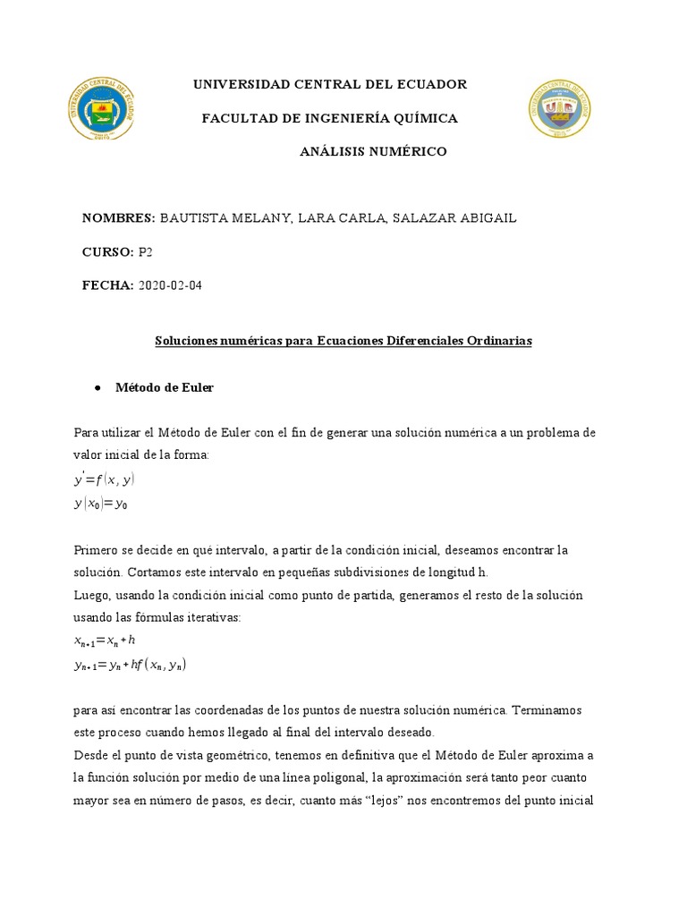 Método de Euler y Runge Kutta | PDF | Análisis numérico | Ecuaciones