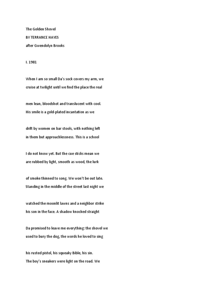 The Golden Shovel Poem | PDF