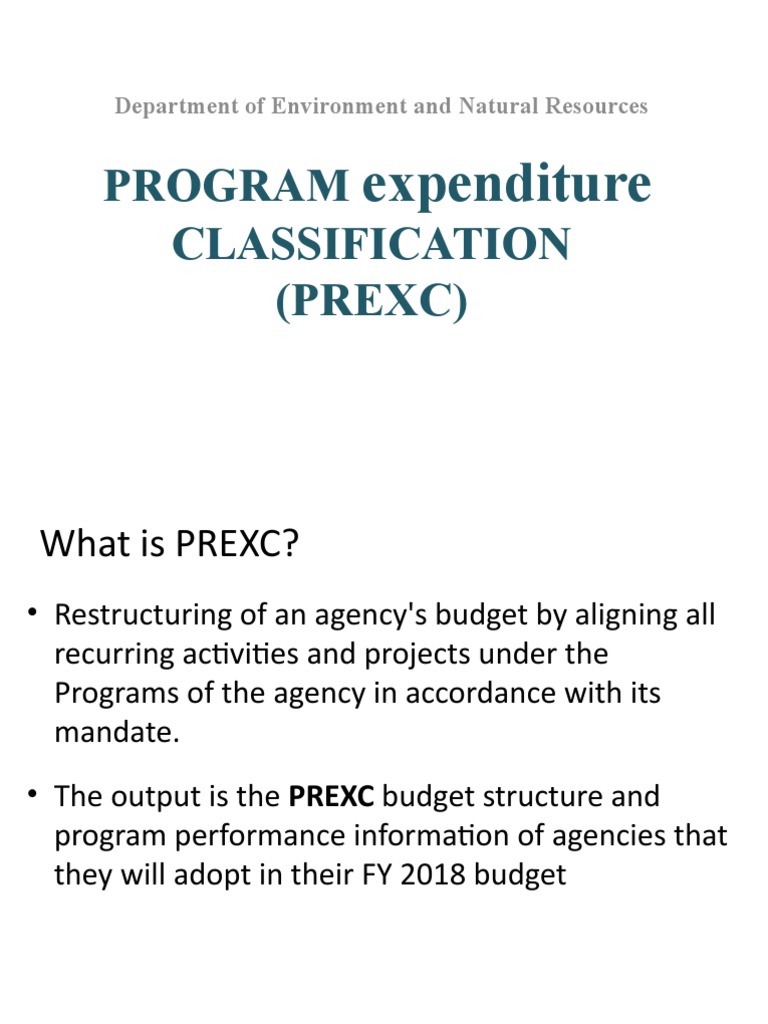 Program Classification (Prexc) : Department of Environment and Natural ...