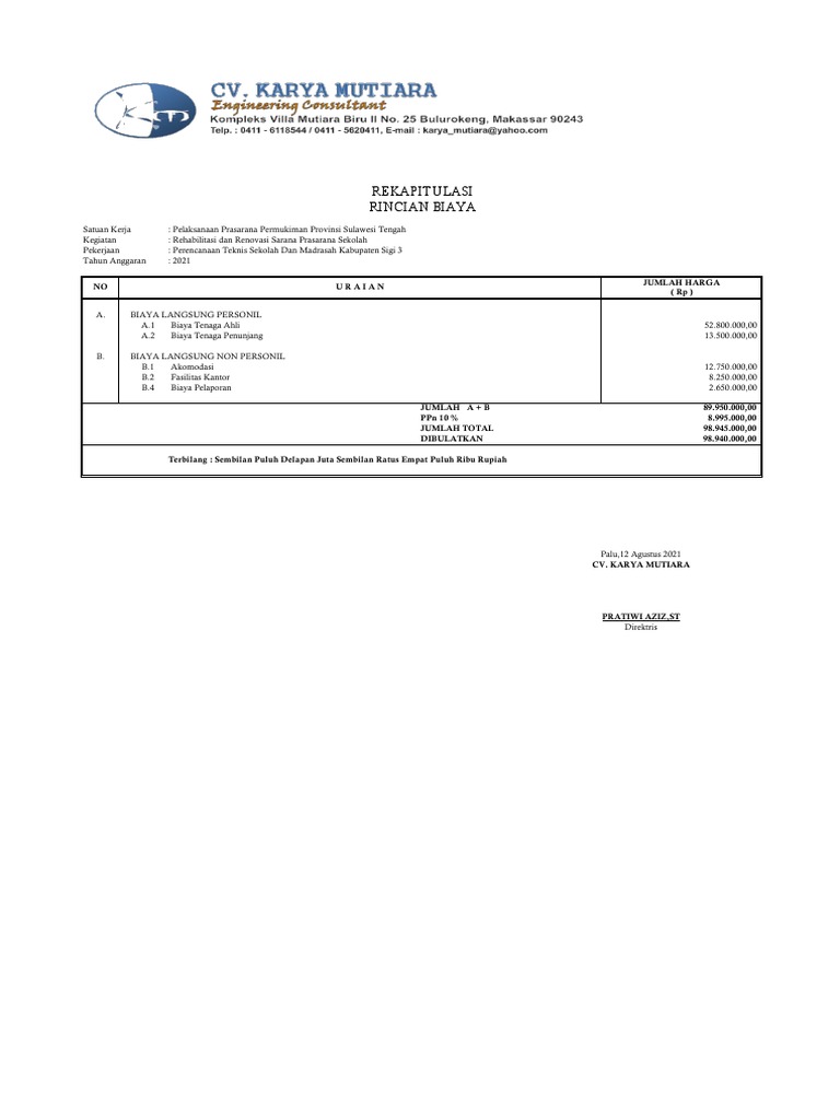 Rab Cv. Karya Mutiara | PDF
