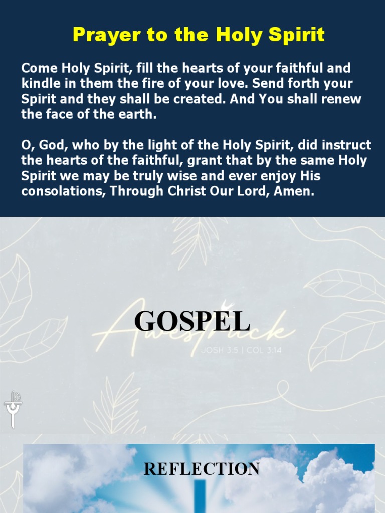 Prayer To The Holy Spirit | PDF | Jesus | Mary, Mother Of Jesus