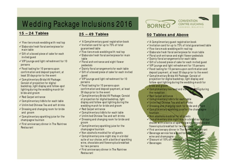 Wedding Package Inclusions | PDF | Drink | Bride