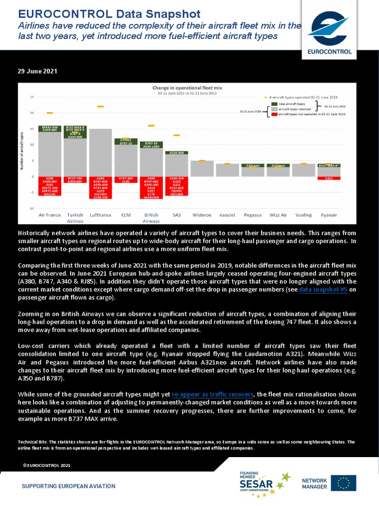 Eurocontrol Data Snapshot 13 Fleet Mix Change | PDF | Aircraft | Airlines