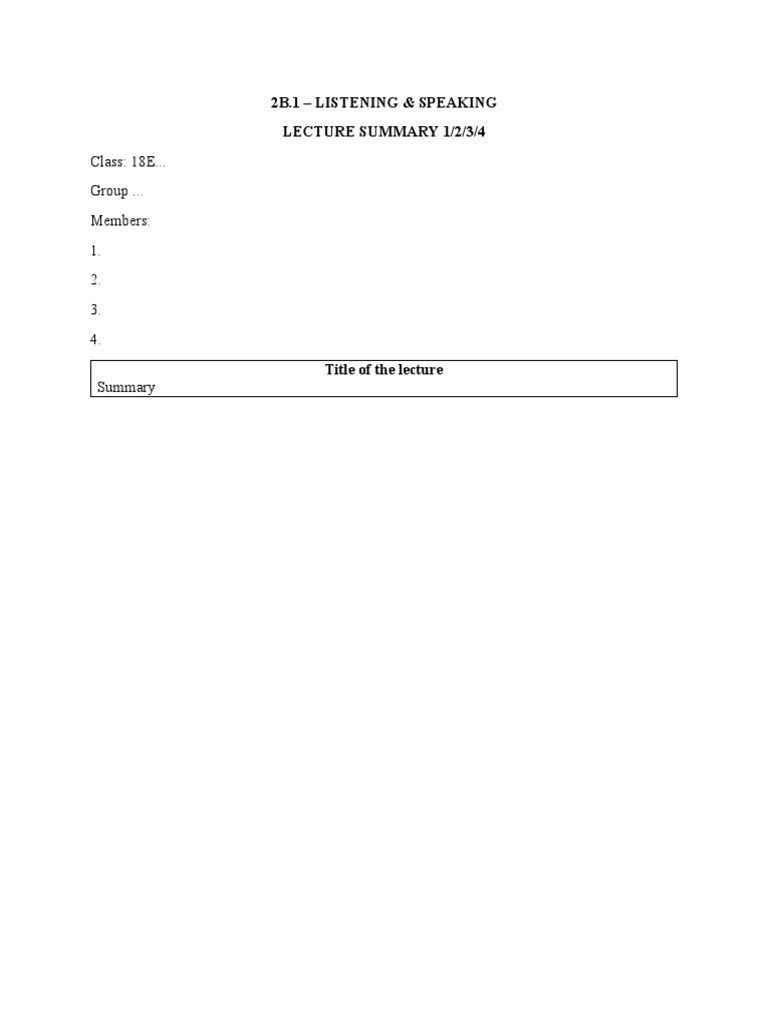 Lecture Summaries - Template | PDF