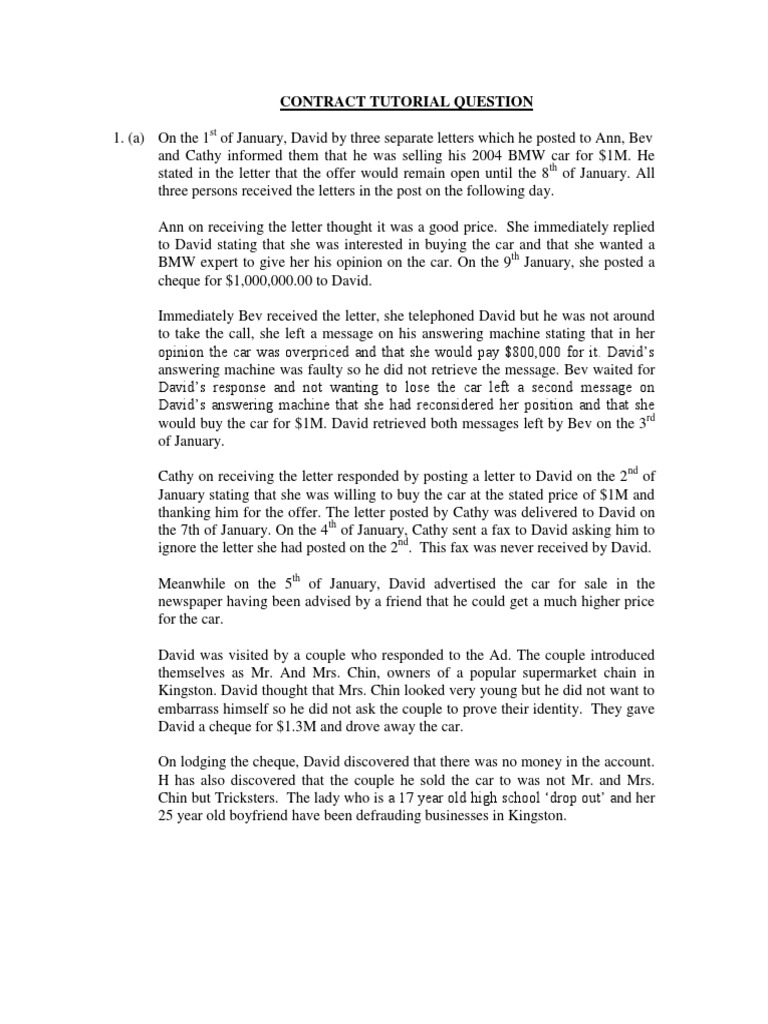 Contract Tutorial Case Study #3 Long Case Study | PDF