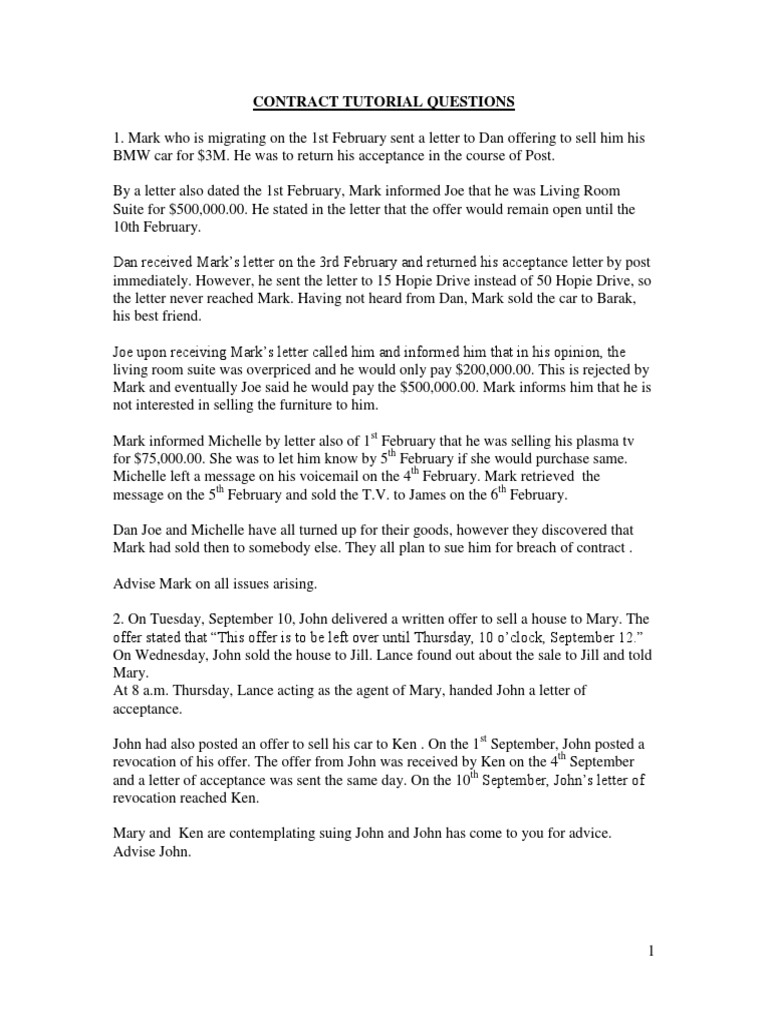 Contract Tutorial Questions #2 | PDF