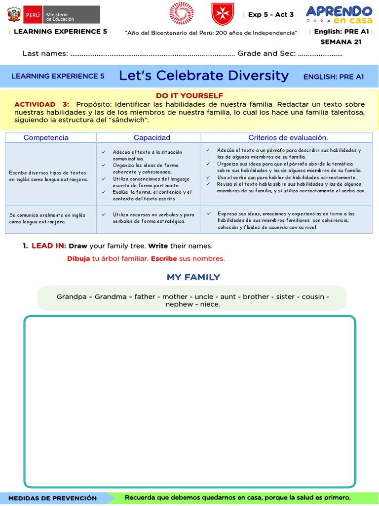 Pre A1 - Exp 5 - Act 3 - Sem 21 | PDF | Lingüística