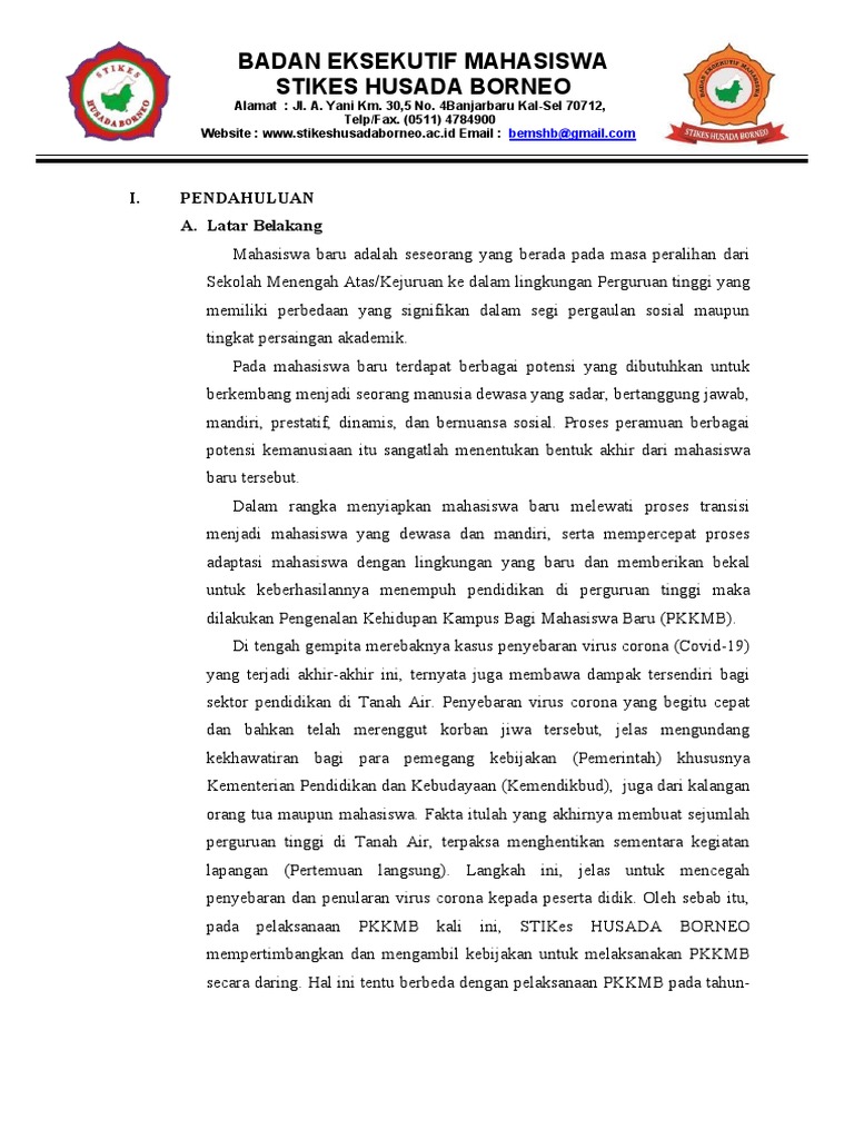 PKKMB Daring STIKes HUSADA BORNEO | PDF | Pengembangan Diri | Kesehatan Holistik