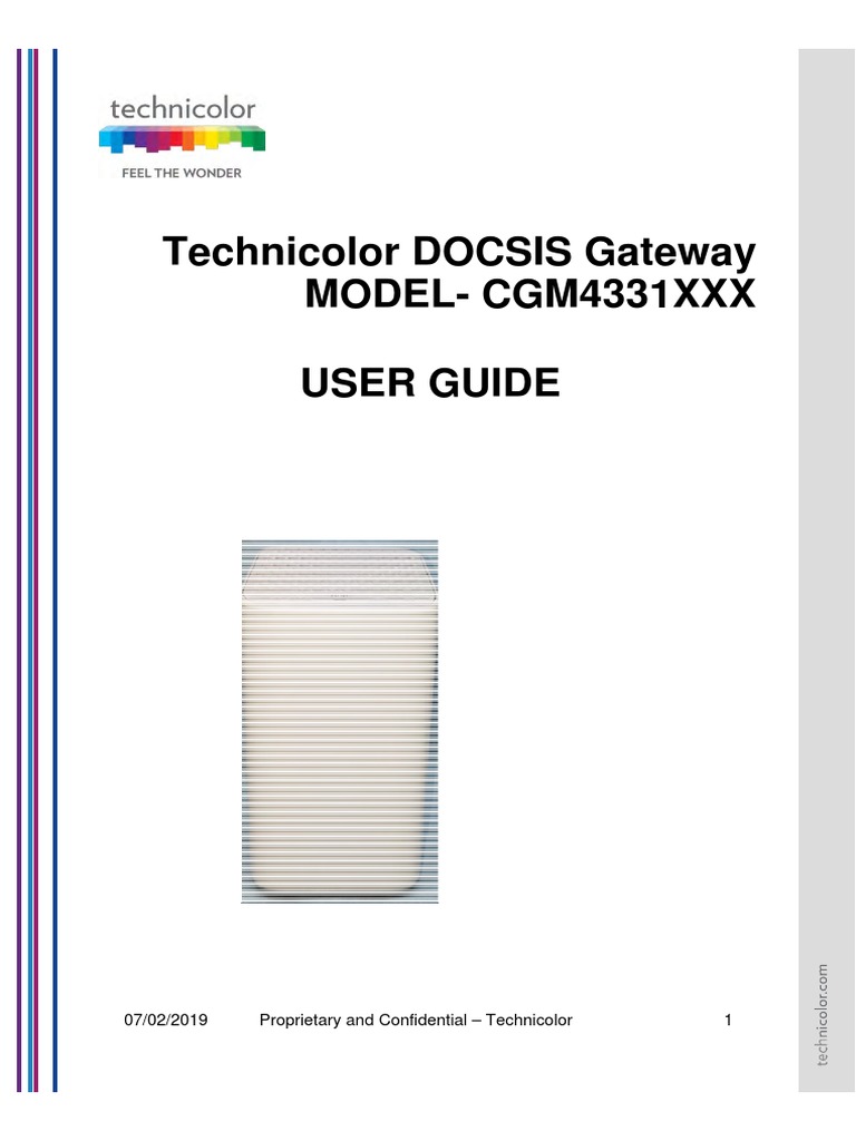 Technicolor DOCSIS Gateway - MODEL CGM4331XXX - User Guide | PDF | Wi ...