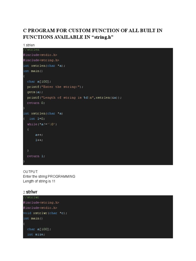 Custom C Functions for Common String Manipulation Operations | PDF ...