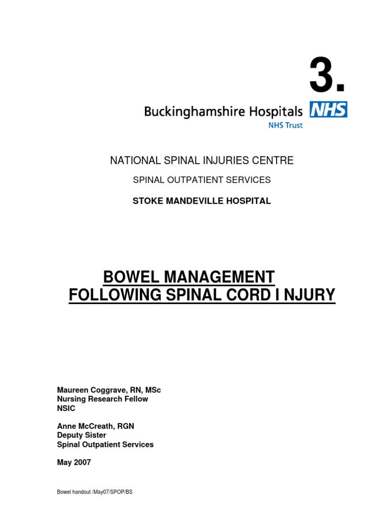 Bowel Management Following Spinal Cord Injury | PDF | Rectum | Constipation