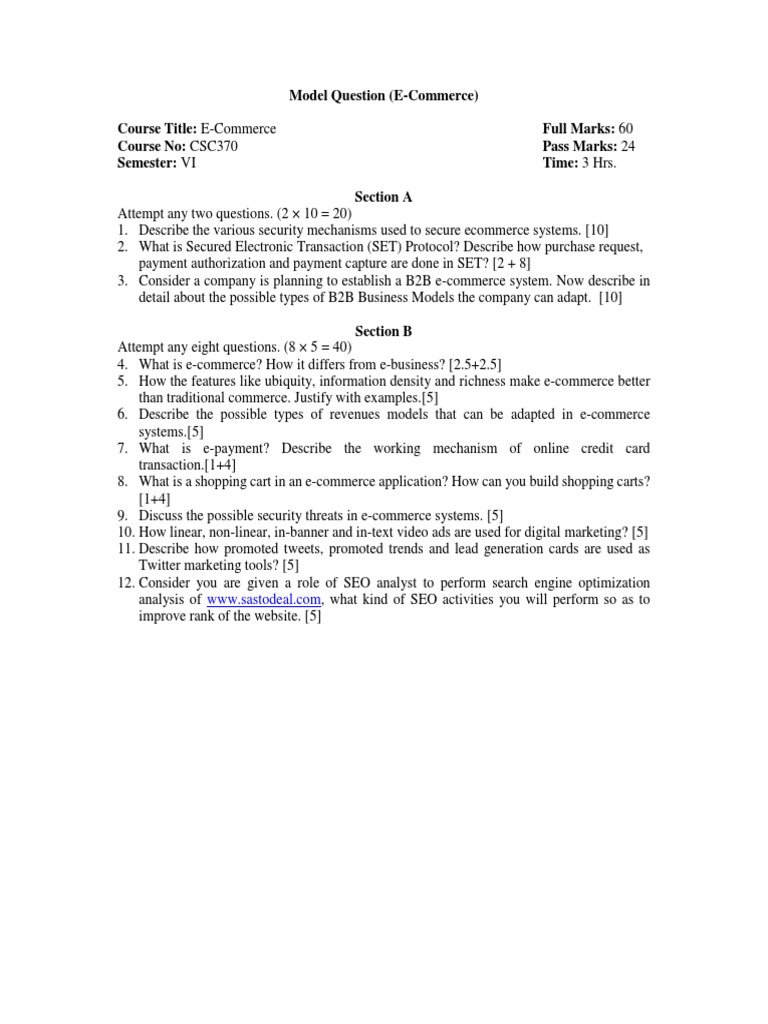 Model Questions B.SC - .CSIT 6th Sem | PDF