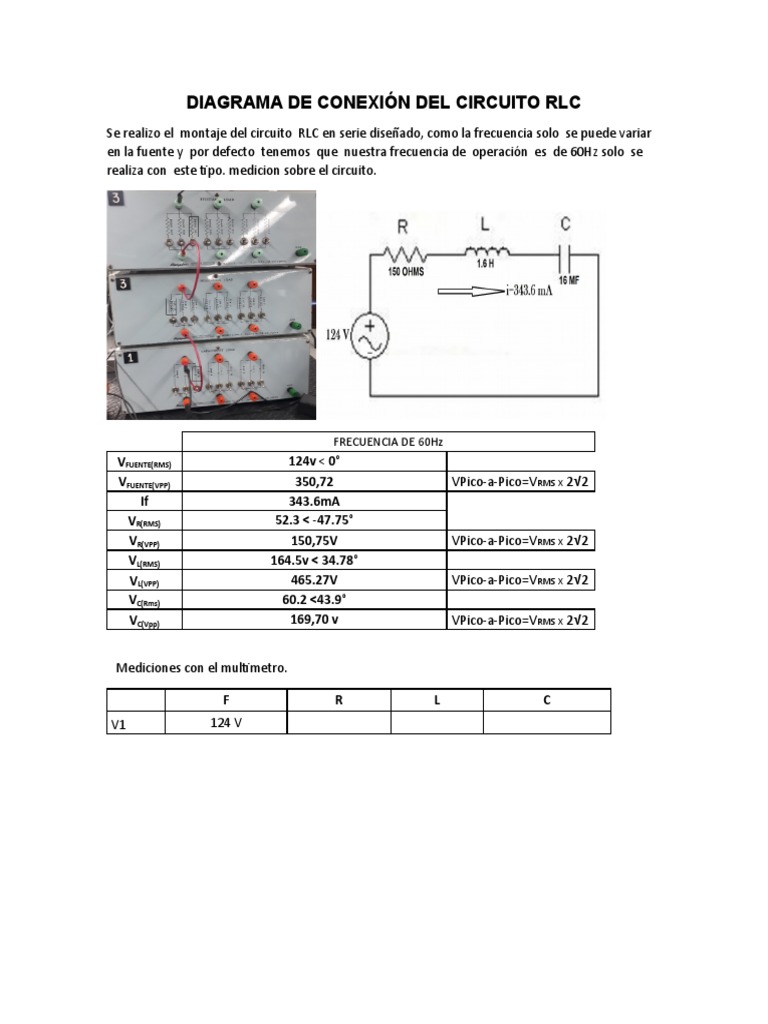 Diagrama de Conexión Del Circuito RLC | PDF | Energia electrica ...