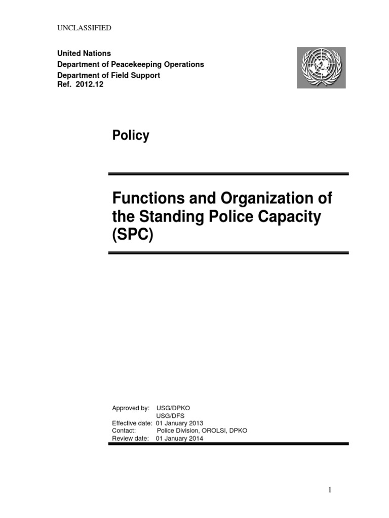 2012.12 Functions and Organization of The Standing Police Capacity (SPC ...
