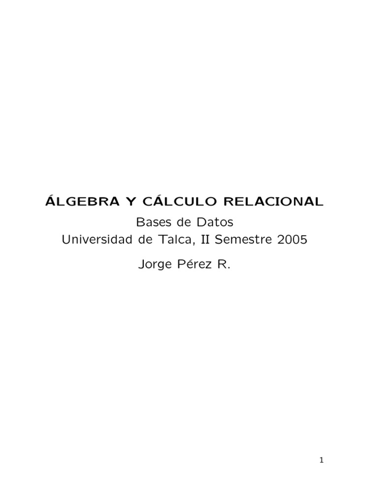 Algebra Relacional | PDF | Base de datos relacional | Lógica