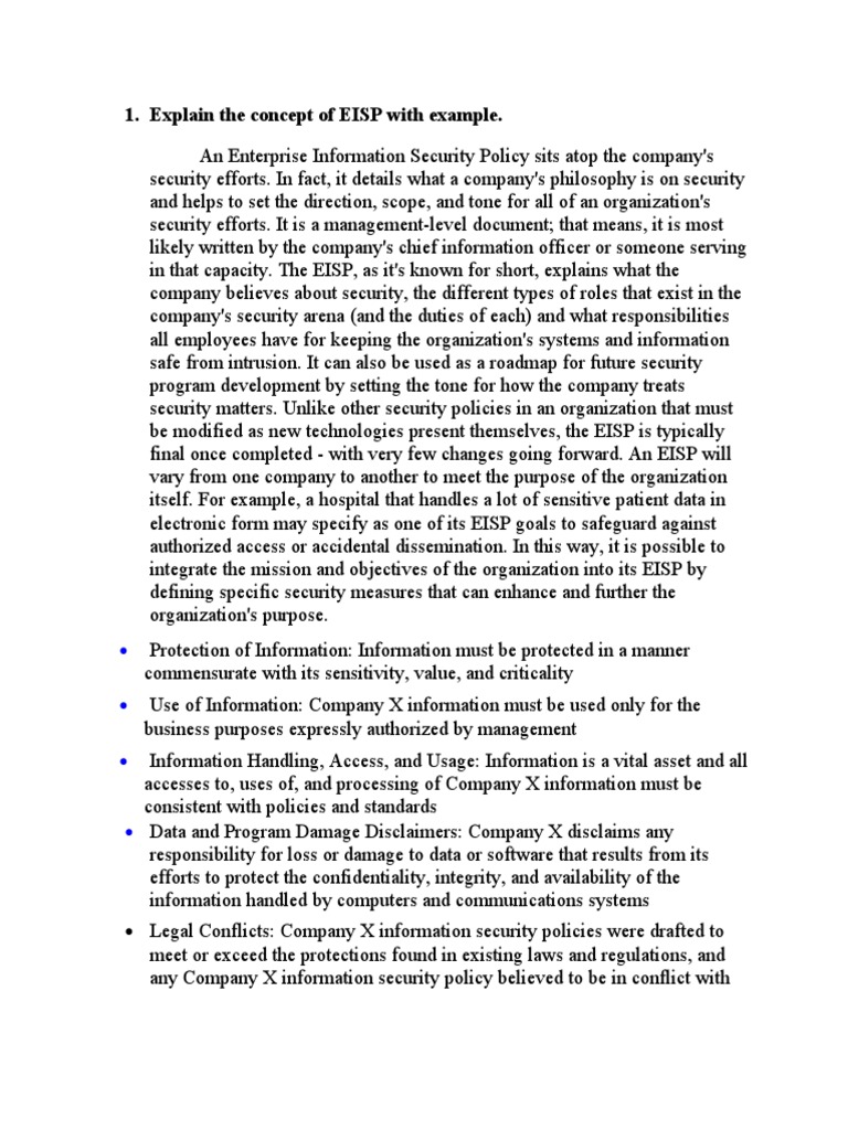 Explain The Concept of EISP With Example | PDF | Information Security ...