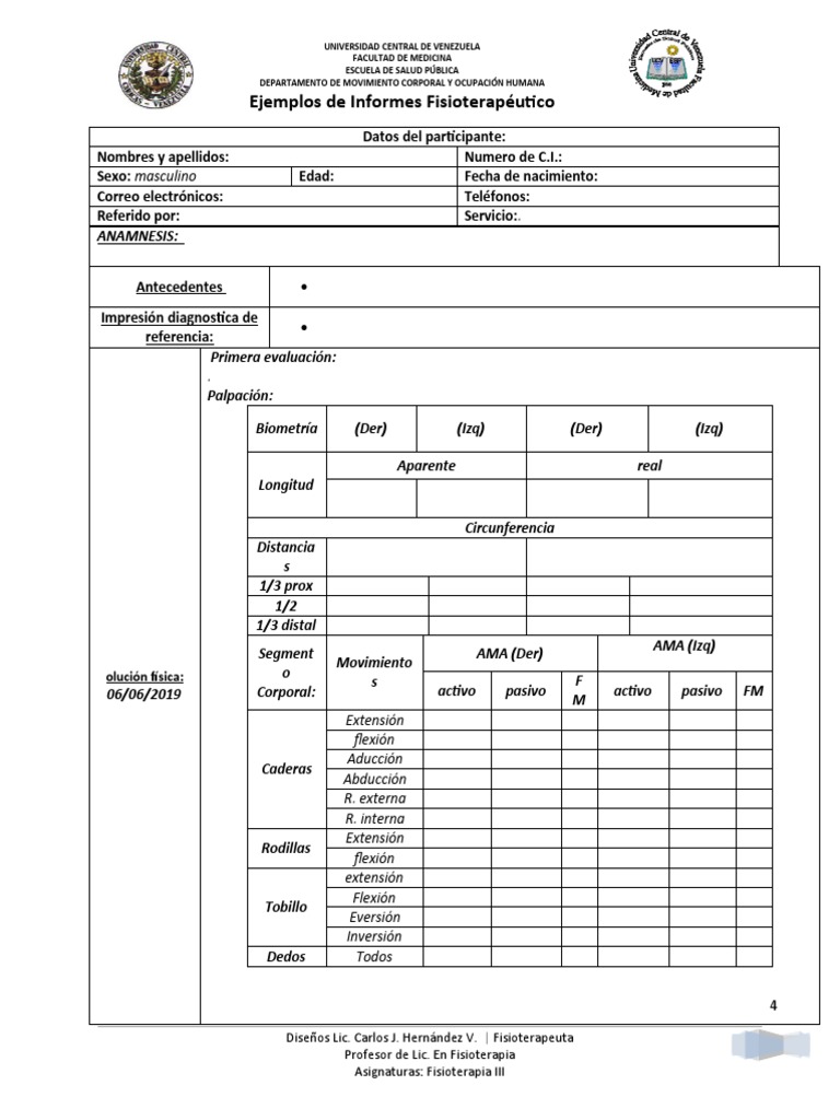 Informe Fisioterapéutico Practica Pdf Terapia Física Tobillo