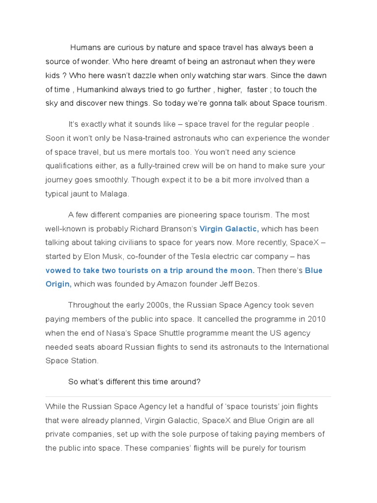 What Are The Advantages and Disadvantages of Spacetravel | PDF | Human ...