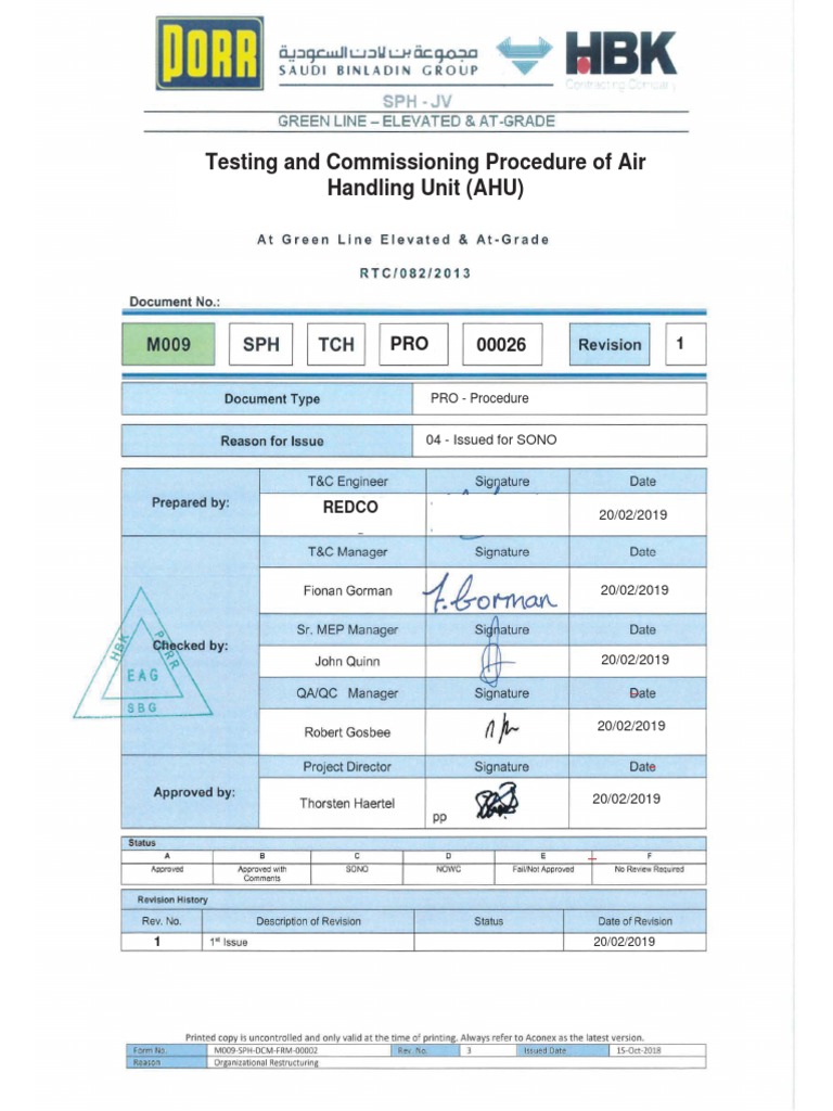 Testing And Commissioning Air Handling Units Pdf Manufactured Goods