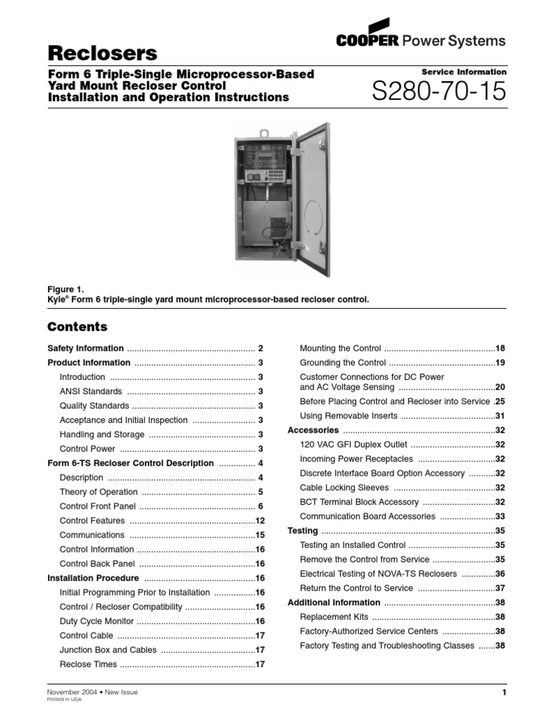Reclosers: Form 6 Triple-Single Microprocessor-Based Yard Mount ...